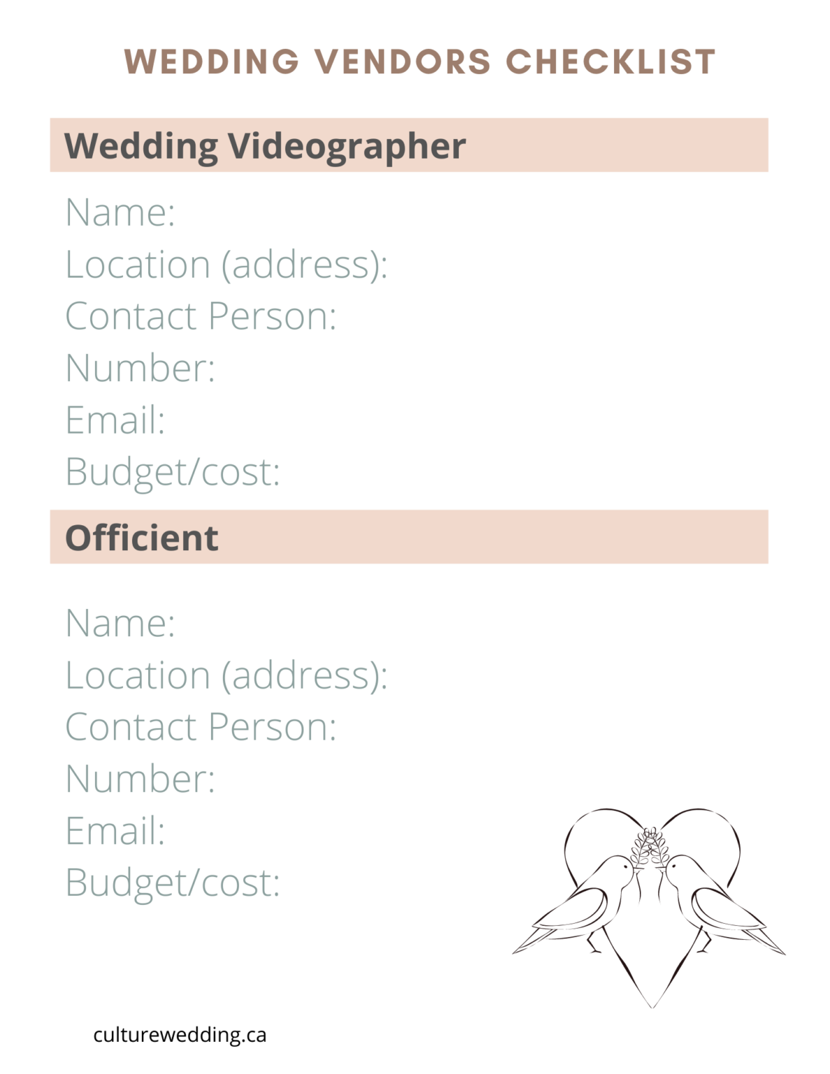Wedding Vendors Checklist {List of Wedding Vendors To Book}