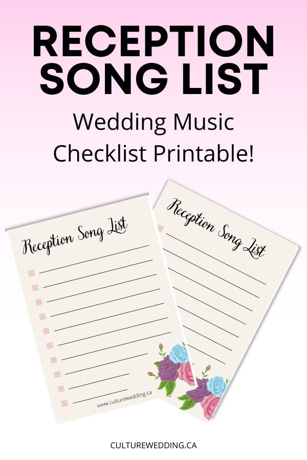 Printable Wedding Song List For Dj Template
