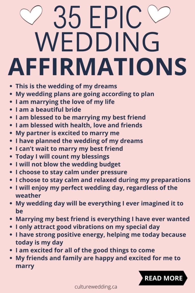 35 Awesome Wedding Affirmations For A Smooth Day